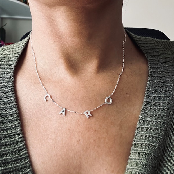 Personalised Initial Name Gold Necklace -silver Custom Letter Choker ...