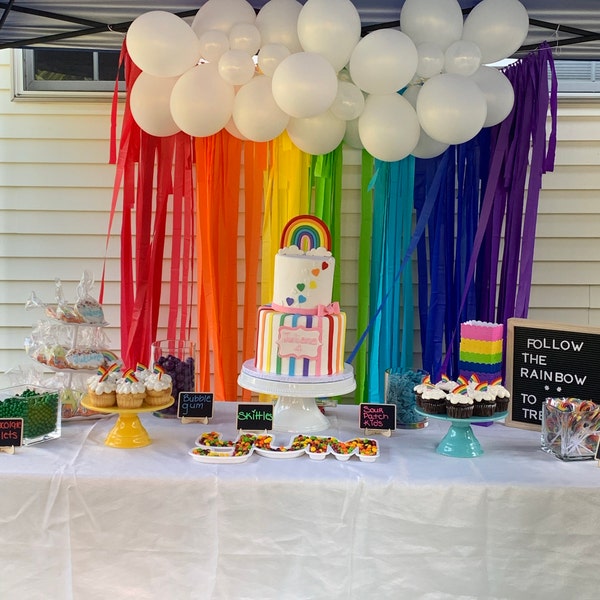 Classic Rainbow Fringe Backdrop, Streamer Backdrop, Bright Backdrop ...