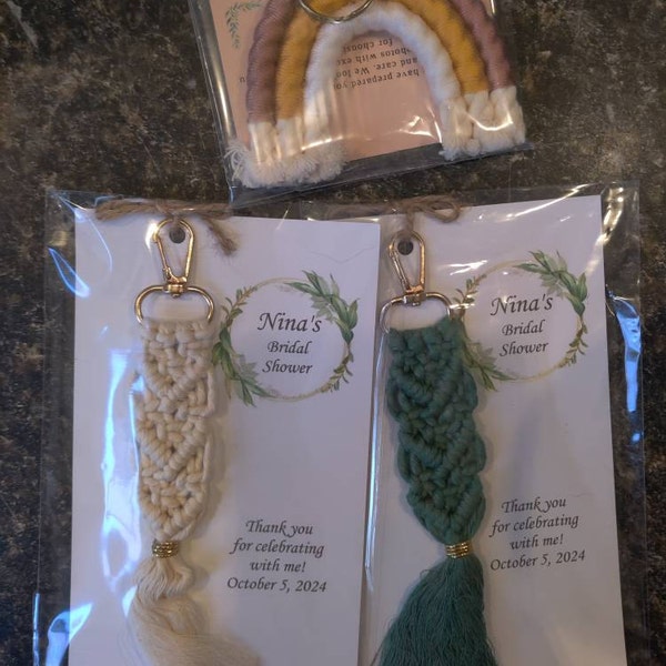 Macramé Boho Keychain Wedding Gifts, Personalized Baby Shower Favors ...