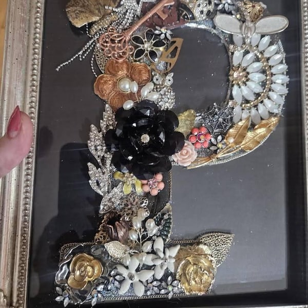 Made to Order Vintage Jewelry Initial Craft on an 8" X 10" Photo Frame ...