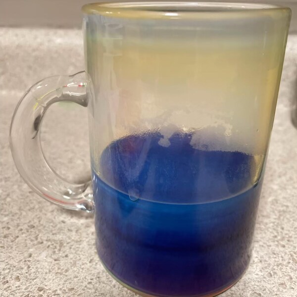 Color Changing Glass Mug Handblown Coffee and Tea Cup Iridescent Glass ...