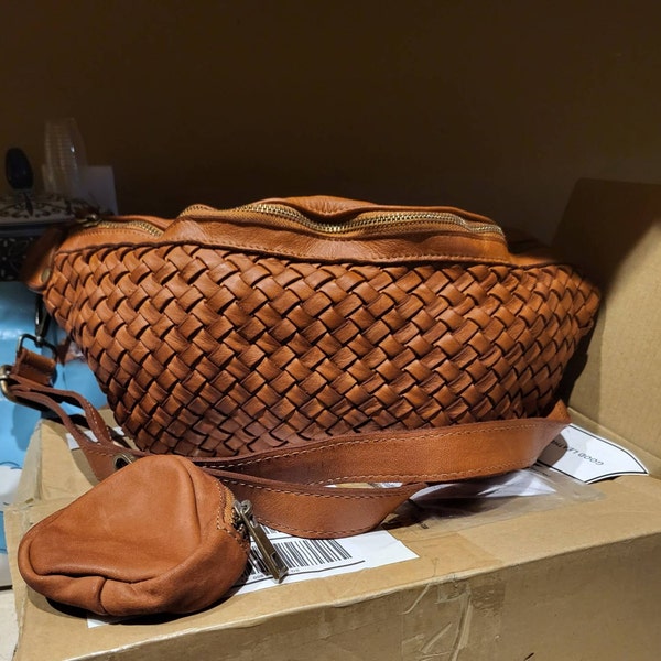 Braided Leather Bag, Buttery Soft Premium Leather, Crossbody Bag, Bum ...
