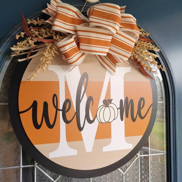 Fall Front Door Decor | Last Name/initial | Fall Wreath | Fall Door ...