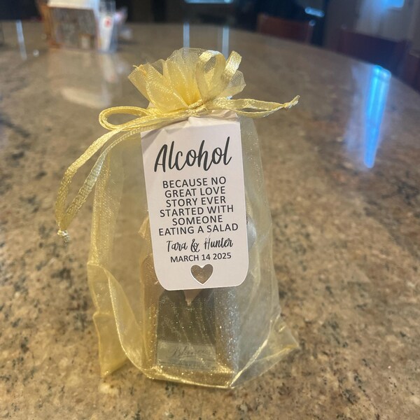 Personalised Alcohol Tags Wedding Favour Gift Tag to Fit Miniature ...