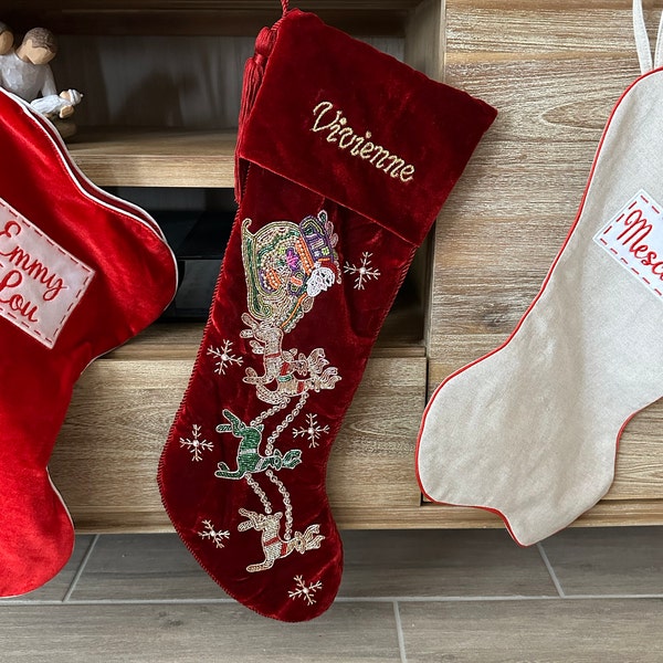 Red Velvet Christmas Stocking Personalised Christmas Stocking With ...