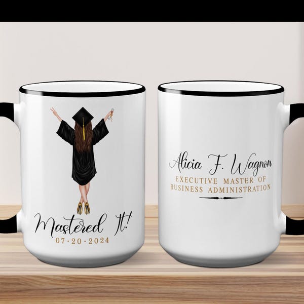 Custom Master's Degree Graduation Mug for Her With Name, Mastered It ...