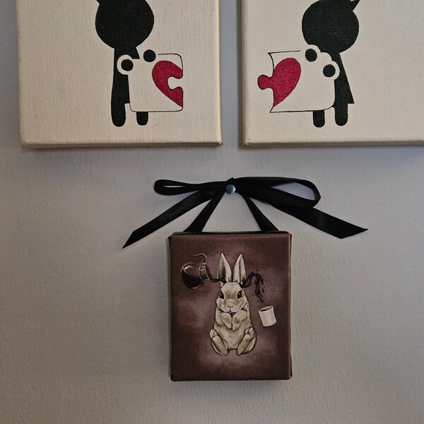 Lunar Bunnies Say Goodnight- 5x5 Rabbit Print - Spooky Art - Fine Art ...