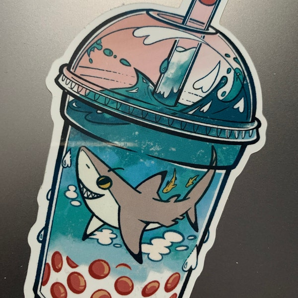 Bubble Tea Shark Wooden Keychains - Etsy