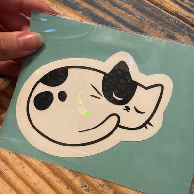 Pink Cat Sticker Grumpy Kitty Sticker Vinyl Cat Sticker - Etsy