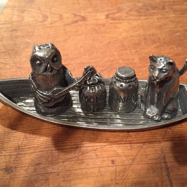 The Owl & the Pussy Cat Thimble Set - Pewter Collectible Thimbles Gift ...