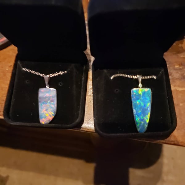 Free Sizing! Extreme NEON Rainbow Gem Australian Opal Inlay on Black ...