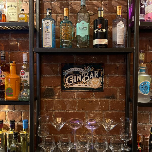 Personalised Gin Bar Sign Metal Wall Door Shelf Accessory, Vintage ...