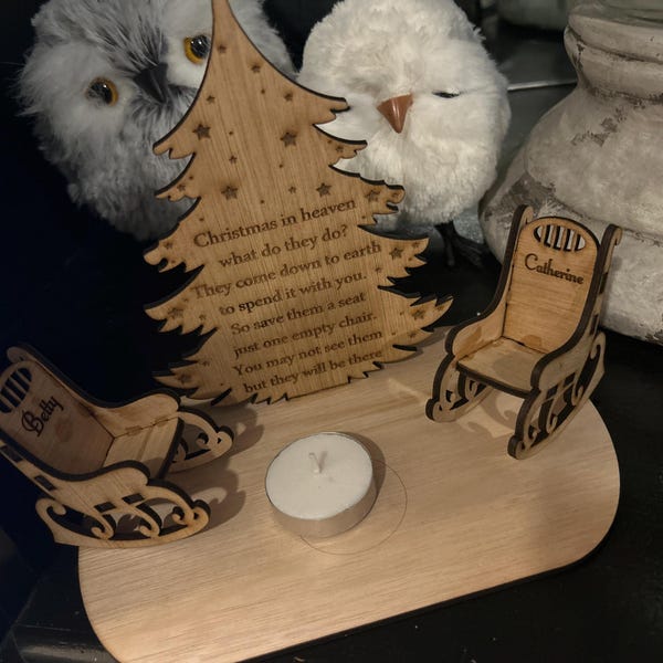 Personalised Christmas Candle Memorial Display Rocking Chair Chair Xmas ...