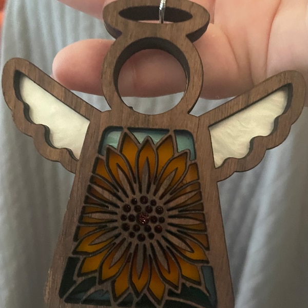 Sunflower Angel Keepsake Suncatcher Ornament - Beautiful Pop of Color ...