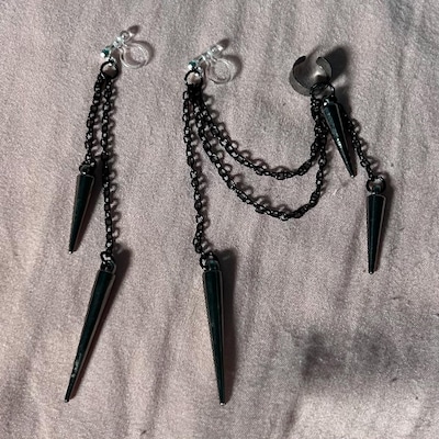 Gold Wolf Face Invisible Clip on Earrings No Pierce Screw Back or Metal ...