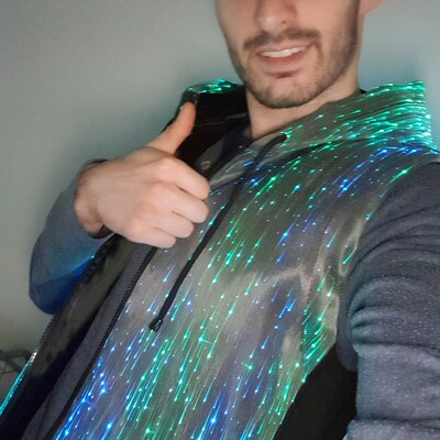 Light up Vest Cool Hoodie for Men LED Jacket Burning Man EDM Rave ...