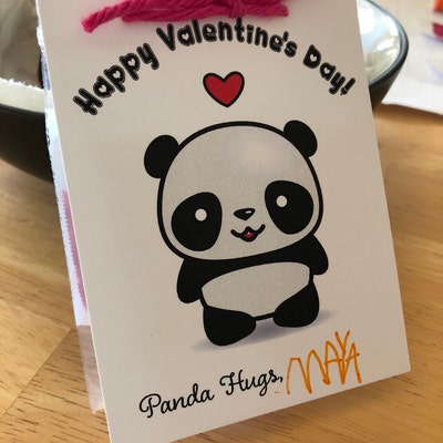 PRINTED Panda Valentines, Valentine's Day Exchange Cards, Panda ...