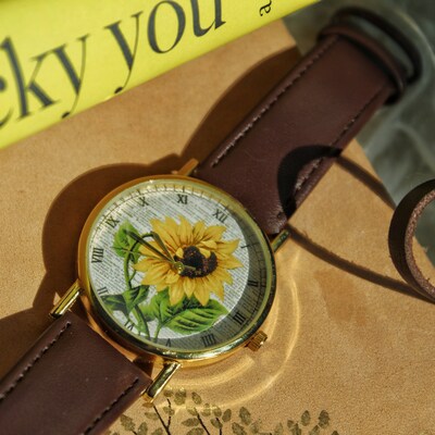 Sunflower Flower Watch Floral Botanical Women's Watch Ladies Birthday ...