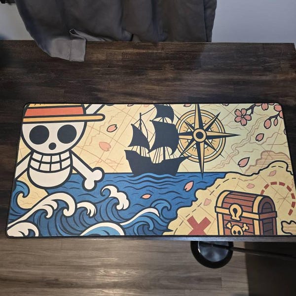One Piece Pirate Treasure Map Desk Mat, Gaming Mouse Pad, Jolly Roger ...
