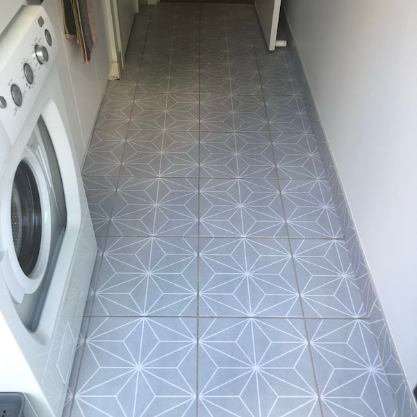 Art Deco Grey Tile Stickers, Floor Decals, Tiles for Kitchen/bathroom ...