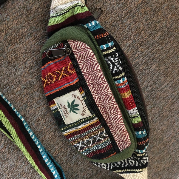 Multicolour Hemp Fanny Pack , Vegan Waist Bag, Hippie Fanny Pack, Boho ...