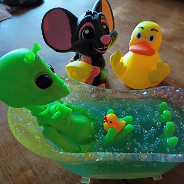 Glow Alien in the Tub | Fun Bathroom Decor - Etsy