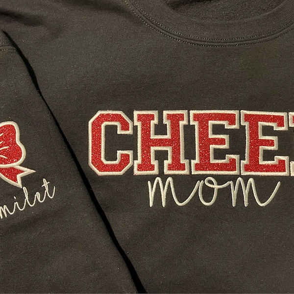 Personalized Embroidered Cheer Mom Sweatshirt | Custom Team Crewneck ...