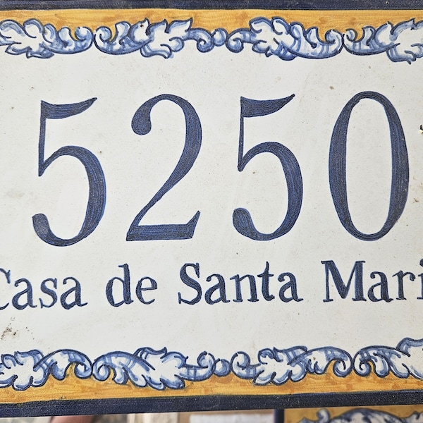 Old Spanish House Number Plaque, Blue Personalized House Sign for Home ...