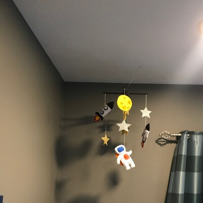 Galaxy Baby Crib Mobile Astronaut Glitter Star Space Rocket Felt ...