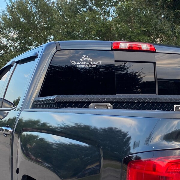 Custom in Loving Memory Window Decal – Angel Wings, Date, Pet Memorial ...