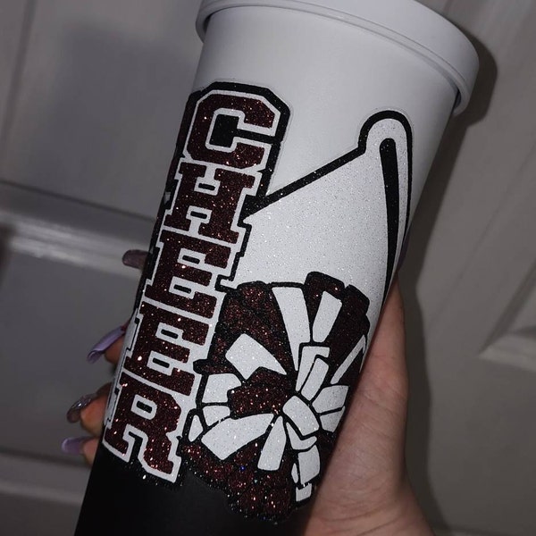 Cheer Glitter Stickers Cheerleader High School Team Name Megaphone Pom ...