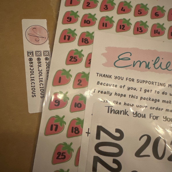Cute Strawberry Date Number Stickers for Planner, Number Stickers for ...