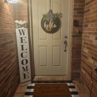 Farmhouse Rustic Wood Welcome Sign, Vertical Wooden Welcome Sign ...