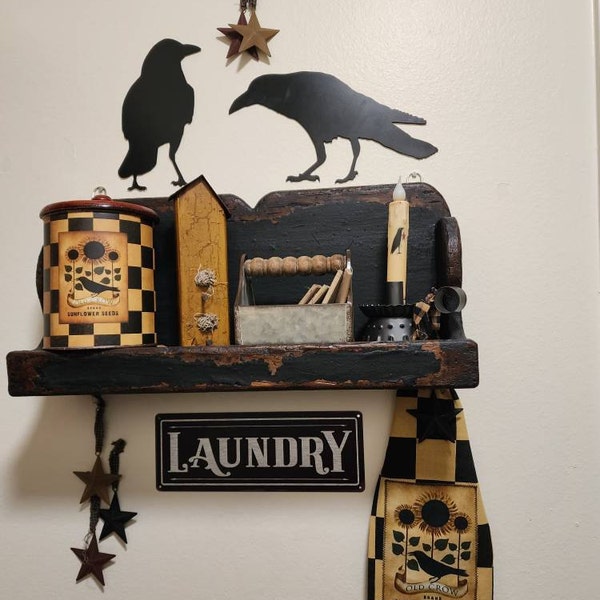 Primitive Shelf Wall Rack Rustic Shelf Shabby Chic Cottage Country ...