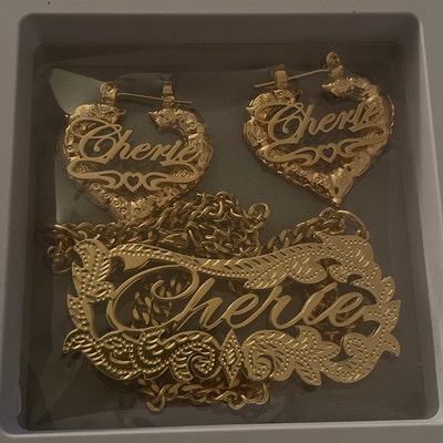 Nameplate Necklace Custom Name Necklace Double Plate Two Tone Name ...