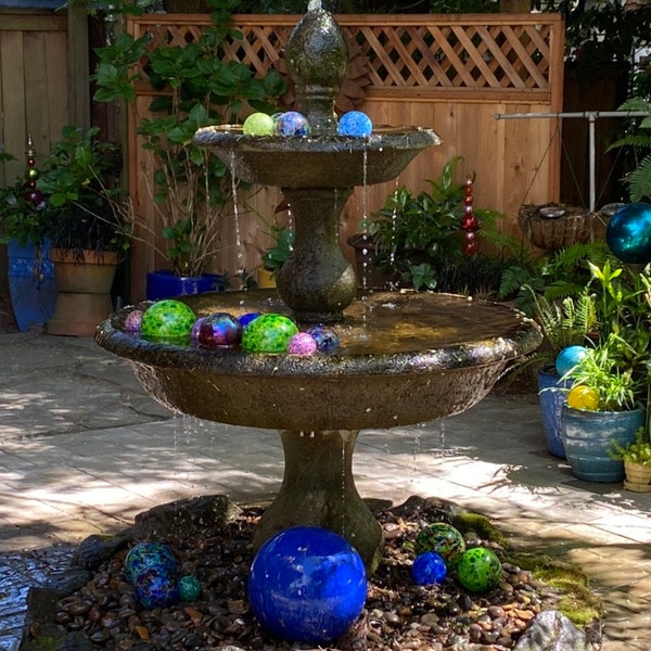 Pond Float, Garden Gazing Ball, Table Centerpiece. Forest Green. Blown ...
