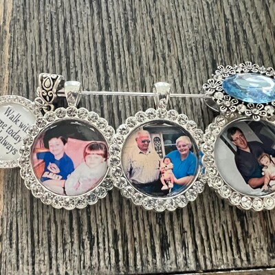 Rhinestone Pin to Attach to Bouquet, Memorial Photo Wedding Charm, Gift ...