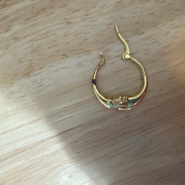Moon Hoop Earrings - Moon Hoops - Gold Hoops - Celestial Wedding - Etsy