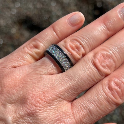 Unicorn Poop Diamondcast Ring With Opal Inlay on an 8mm Wide - Etsy