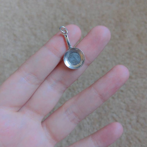 Silver Frying Pan Necklace - Antique Pewter Frying Pan Charm on a ...