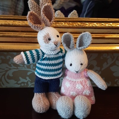 Toy Knitting Pattern for a Small Rabbit With Removable Clothes 7 Inches ...