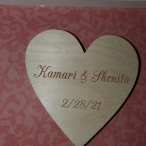 4 Personalized Heart, Engraved Heart, Personalized Wood Hearts ...