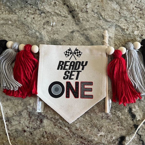 Fast One 1st Birthday Tassel Banner, Race Car Highchair Decoration ...