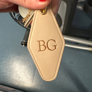 Embossed Diamond Leather Keychain initials Modern Key Rings, Custom ...