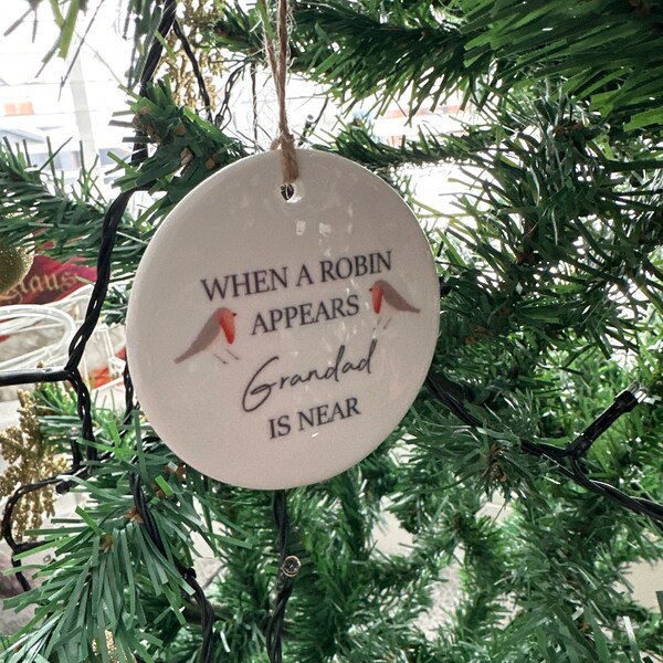Personalised Robin Loving Memory Bauble Lost Loved One Bauble Christmas ...