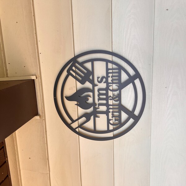 Grill Custom Metal Sign, Personalized Grill Sign, Backyard Grill, Porch ...