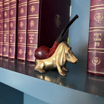 Vintage Dunhill Leather Covered 3-place Pipe Stand Brass Collars Pipe ...