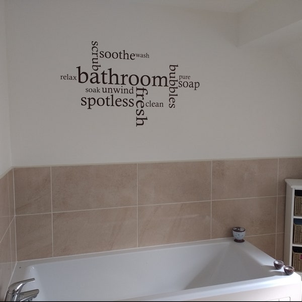 Bathroom Wall Quote Word Cloud, Wall Art Sticker, Decal, Modern ...