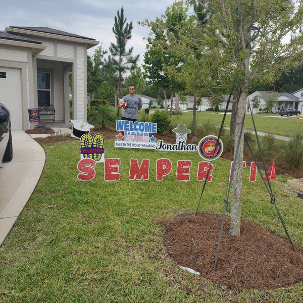 USMC Yard Sign: Handmade Marine Corps Graduation, Ball, & Retirement ...