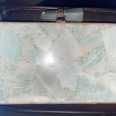 Abalone Sea Shell Inlaid Brass Clutch Bag, Original Pāua Bag Oyster ...